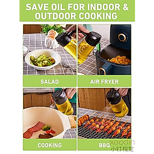 TrObayee 14oz Olive Oil Dispenser for Kitchen -2 in 1 Glass Oil Sprayer and Oil Dispenser,420ml Oil Bottles for Cooking,Air Fryer, Baking,Salad, Frying, BBQ (Black)