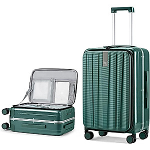 Hanke 26 Inch Large checked Luggage PC Hard Shell luggage Top Opening Aluminum Frame Tsa Luggage Suitcases with Wheels for Travel Woman Men.(Bamboo Green)