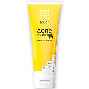 Touch Benzoyl Peroxide 2.5% Gel Cream For Acne - Pimples and Cystic Acne Spot & Daily Face and Back Medication for Adults & Teens – Goes on Clear Lightweight & Non-Drying - Large 8 oz.