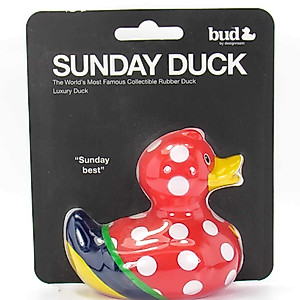 Sunday Rubber Duck Bath Toy by Bud Duck | Elegant Gift Packaging - "Sunday best!" | Child Safe | Collectable
