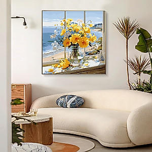 PRASIO Paint by Numbers Kit for Adults Beginner, Flowers Adult Paint by Number Kits on Canvas, DIY Acrylic Watercolor Oil Paint by Number for Adults for Home Decor Gift 16x16 Inch