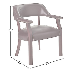 Office Star Padded Vinyl Seat and Back Traditional Guest Chair with Nailhead Accents and Mahogany Finish Wood Frame, Jamestown