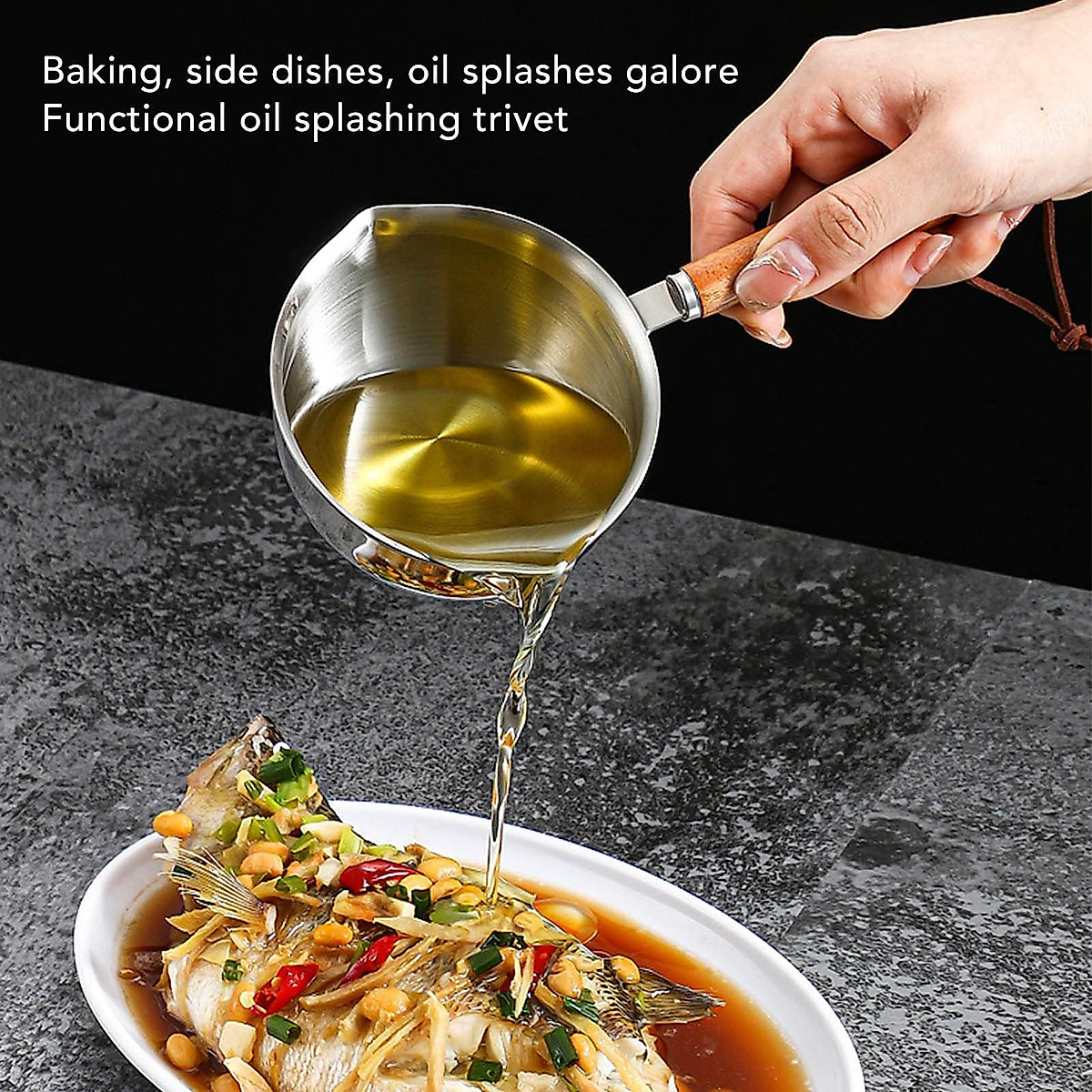 Stainless Steel Mini Sauce Pan, 350/500ML Small Saucepan Sauce Cup Sauce Pot with Long Handle for Banquet Chocolate Melting Coffee(350ML)