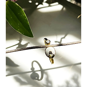 ZENN VERSE Brass Double Stone Finger Ring Eye-Catchy Ornament Beautiful Vintage Gem Crystal Ring Brings Charm Good looking Adjustable Finger Ring