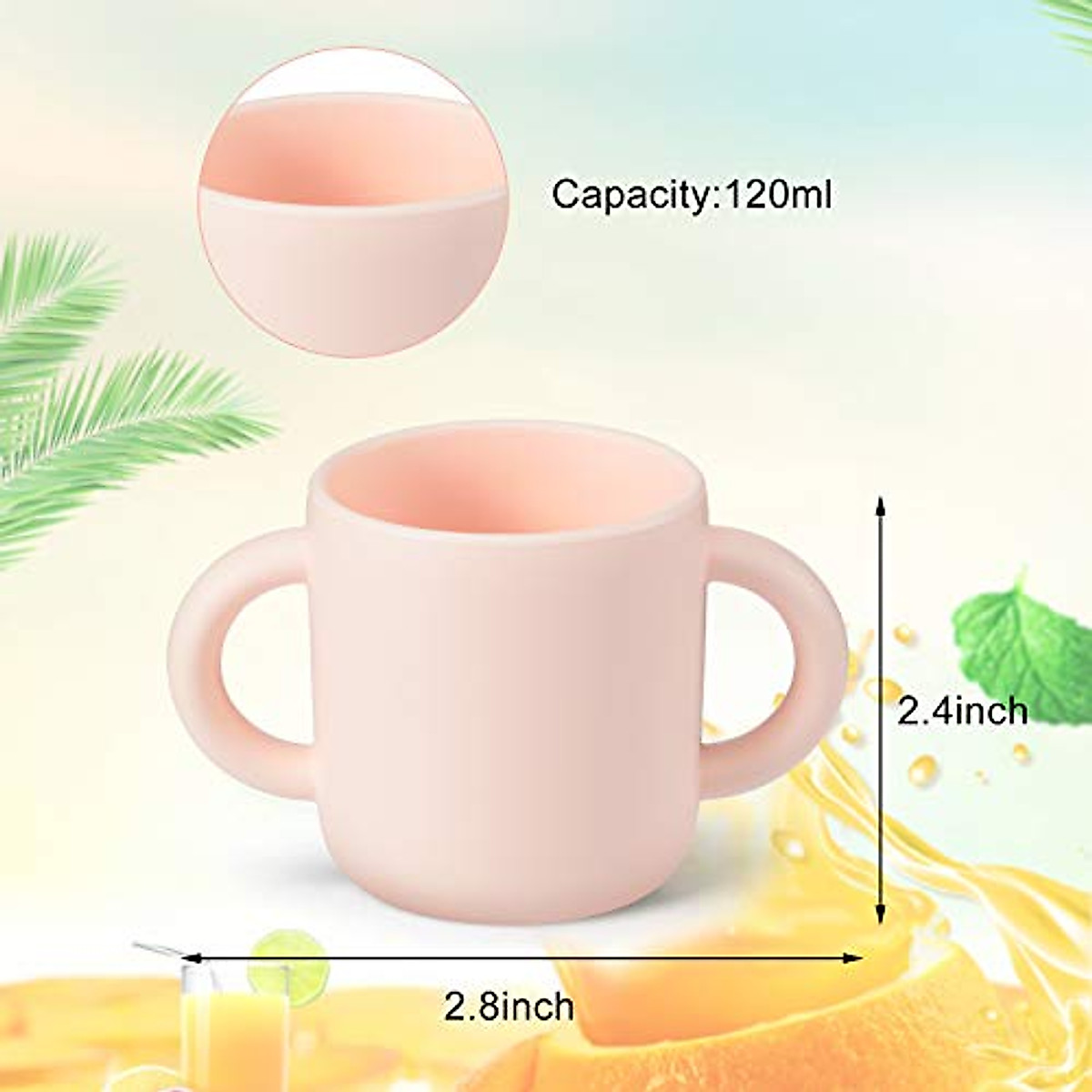 3 Pieces Silicone Training Cup for Infants 2 Handled Toddlers Open Cup Reliable Baby Learning Cup for Baby, Helps Infant Develop Independent Drinking Skills Fast (Pink, Yellow, Green)