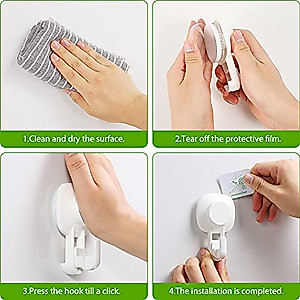 LUXEAR Suction Hooks Powerful Vacuum Suction Cup Hooks Heavy Duty Shower Hooks Waterproof Removable Wall Suction Cups with Hooks for Wreath Kitchen Towel Robe Loofah, White -4 Pack