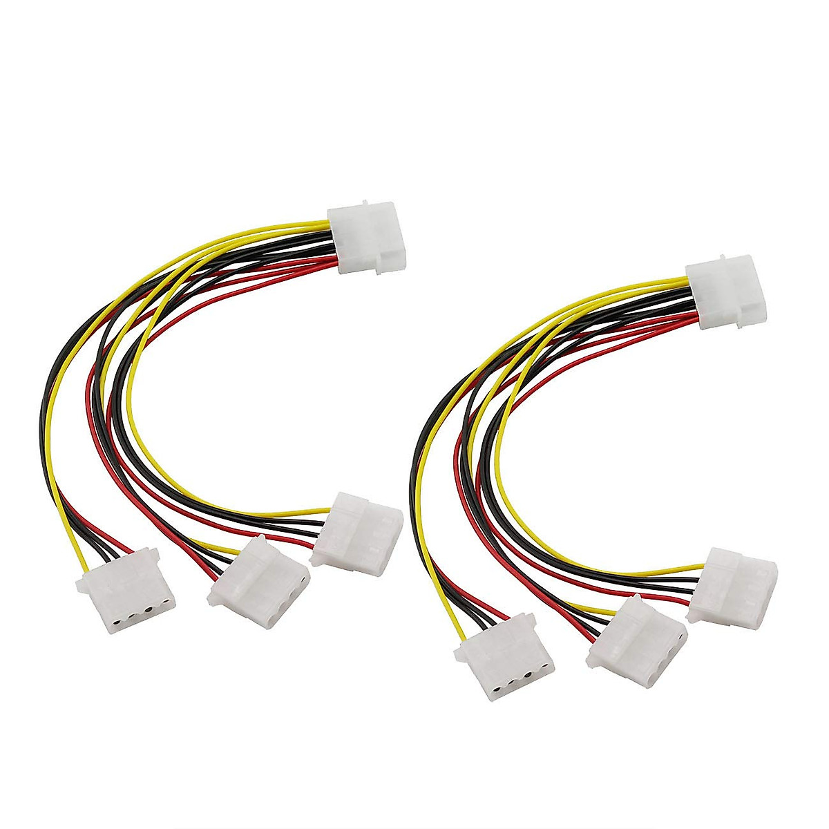 ZRM&E 2pcs 4Pin IDE PSU Power Splitter Cable D Type Large 4P Molex 1 Male to 3 Female Multiplier PC Fan Extension Cable