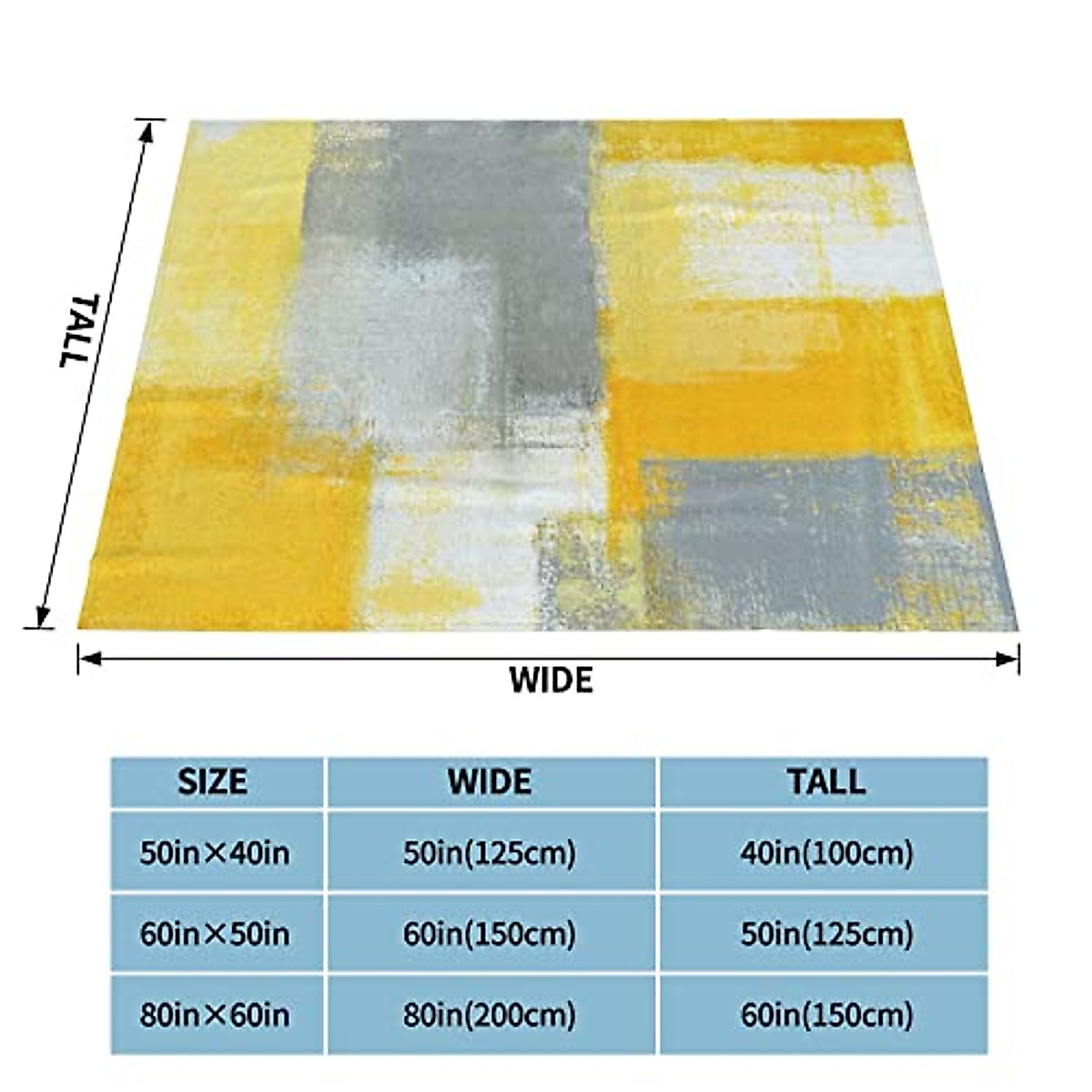 Yellow Grey Abstract Soft Flannel Fleece Blanket Breathable Throw Blanket Halloween Chirstmas Days Rustic Cozy Blanket for Couch Sofa Bed Living Room Suitable for All Season 50x60 inch