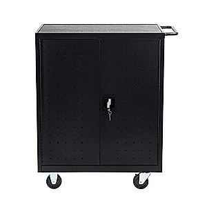30 Device Mobile Charging and Storage Cart for iPads, Chromebooks and Laptop Computers, Up to 13-inch Screen Size, Surge Protection, Front & Back Access Locking Cabinet