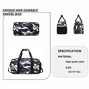 Lmwzh Travel Duffle Gym Sports Bag Dance Weekender Overnight Cheer Suitable For Kids Teen And Adults With Shoe Compartment Wet Pocket (Black)