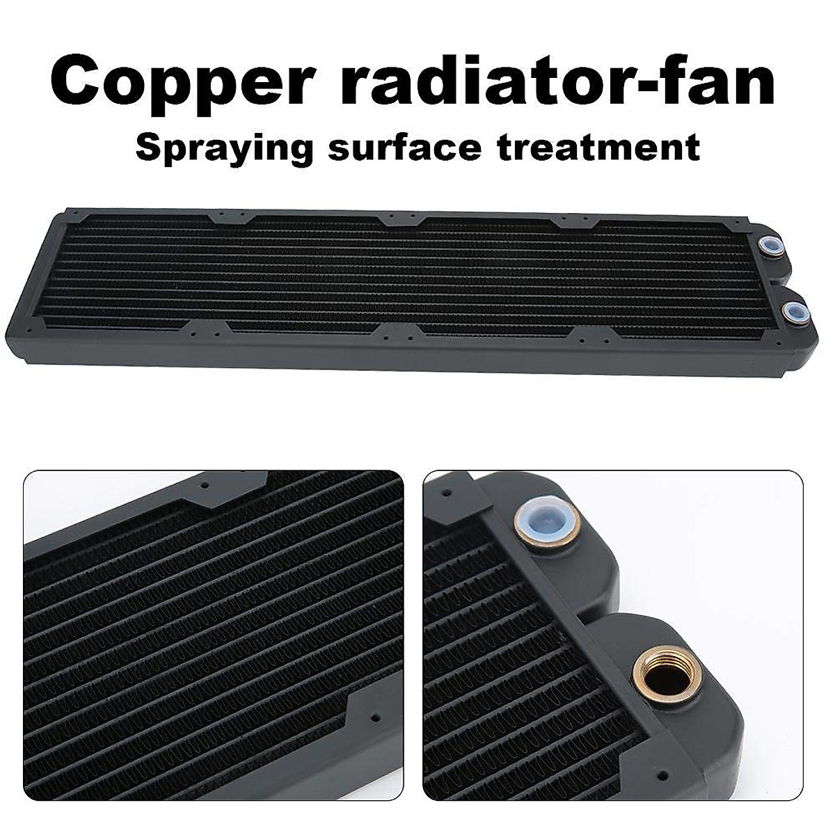 Copper Radiator 480mm, Water Cooling Radiator, 14 Tubes Heat Exchanger CPU Heatsink Cooler Fast Heat Dissipation for PC Computer - Black