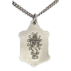 Heartland Store Women's Sterling Silver Miraculous Pendant with Flowers + 18 Inch 1.8mm Sterling Silver Chain & Clasp