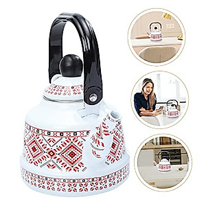 Angoily Teapot for Stovetop Stovetop Kettle Enamel Pot Ceramic Kettle Stainless Steel Kettle Home Supplies Red Stainless Steel Enamel Tea Set Stainless Steel Tea Kettle
