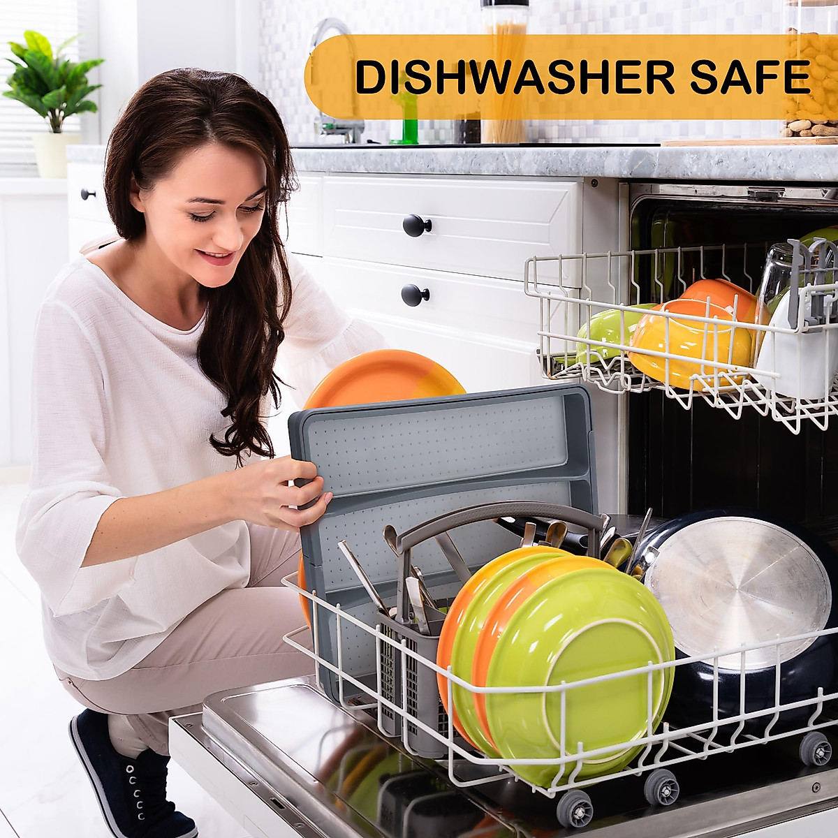 3 Pack Clear Plastic Drawer Organizer, No-Slip Cutlery Tray Utensil Organizer for Kitchen Drawers, Cosmetic Tray for Dressing Table Makeup Storage Organiser in Bedroom and Living Room 7.5" X 13"