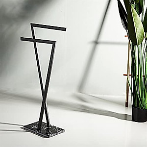 TJLSS Floor Towel Rack Stainless Steel Black Bathtub Rack Creative Bathroom Bathrobe Rack Towel Bar Bath Towel Rack