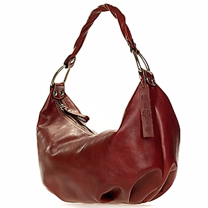 Robe di Firenze Italian Made Burgundy Red Organically Treated Leather Hobo Bag