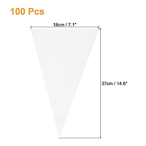 uxcell 100Pcs Clear Cello Bags, 7.1" x 14.6" Plastic Flat Cone Open-End OPP Cello Treat Bags Cello Poly Bags for Packing Cookies Candy Jewelry Gifts, Clear