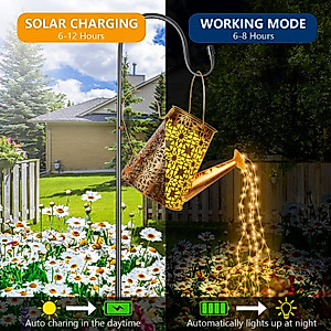 Solar Watering Can Lights,Solar Outdoor Lights,Outdoor Hanging Waterproof with 90Led String Lights,Decorations for Lawn,Backyard,Patio,Chrismas,Retro Metal Lights for Gifts for Mom Women Birthday