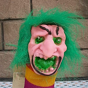 Lennos Halloween Novelty & Toys Practical Jokes Halloween Face Prank Box Handmade Wooden Surprise Box Prank Prank Things Startle Spring Box Spring Characters (Green, One Size)