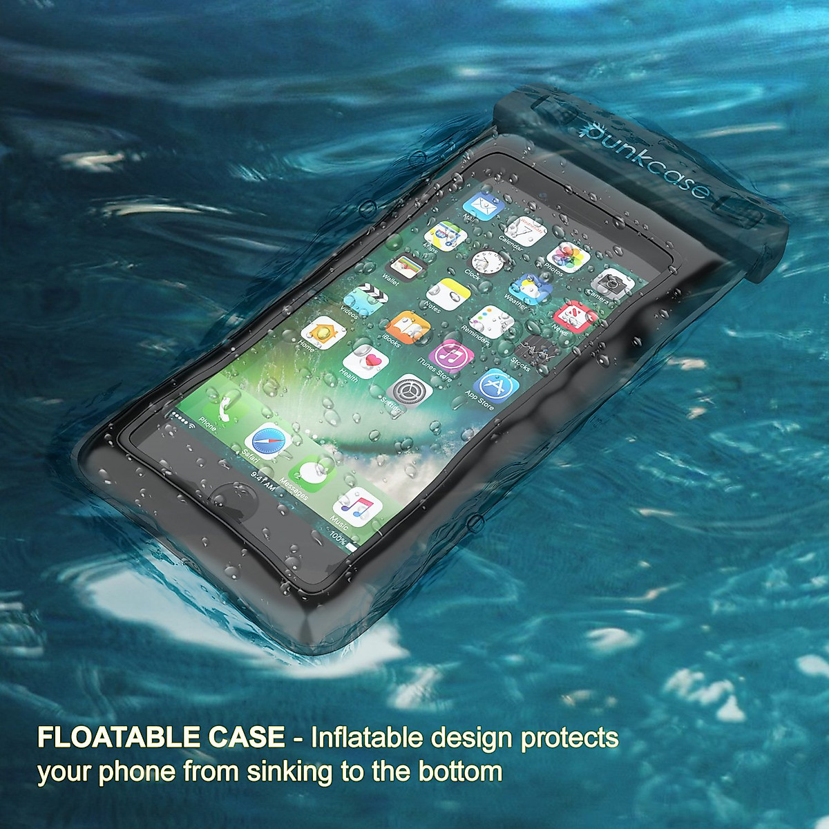 Waterproof Phone Pouch, PunkBag Universal Floating Dry Case Bag for Most Cell Phones incl. iPhone 8 Plus & Samsung Galaxy S9 | Perfect for Keeping Your Cellphone & Valuables Dry and Safe [Black]