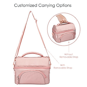 Bentgo® Deluxe Lunch Bag - Durable and Insulated Lunch Tote with Zippered Outer Pocket, Internal Mesh Pocket, Padded & Adjustable Straps, & 2-Way Zippers - Fits Most Lunch Boxes (Blush)
