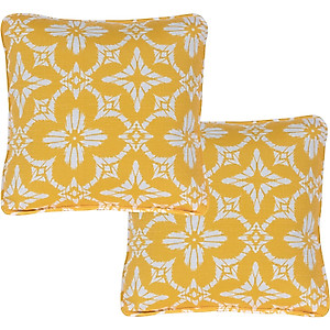 Hanover Floral Indoor or Outdoor Throw Pillows, Set of 2, Decorative and Weather Resistant Yellow and White Cushions for Outdoor Furniture and Patio Sets with Premium Quick-Drying Fabric