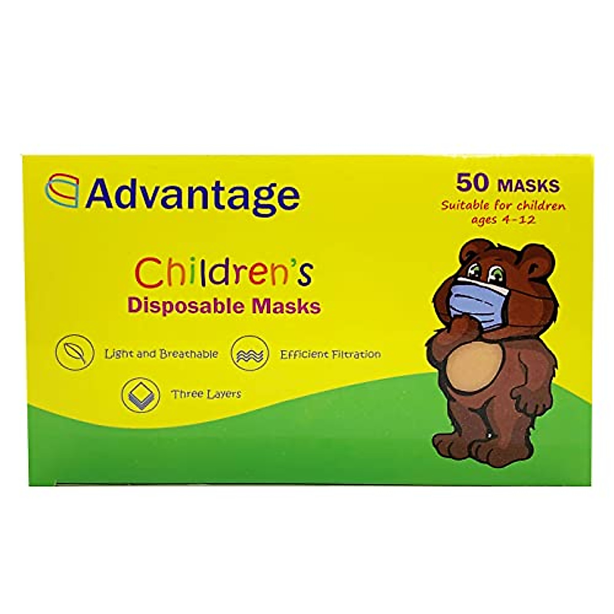 ADVANTAGE 2000 Pcs Premium Quality Kid's 3-Ply Bulk Blue Disposable Face Masks