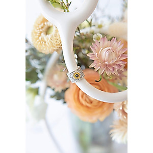 charMED Custom Stethoscope Charms - Sunflower Charm - Gifts for Nurses, Doctors, Veterinarians, Technicians, Surgeons & Healthcare Professionals - Metal Silver 0.5" Ring Charm