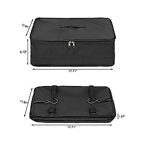 Surblue Hanging Closet Storage Bag Collapsible 3-Shelf Washable Oxford Fabric with 2 Hooks (XL 17.71 * 11.81 * 20in, Black)