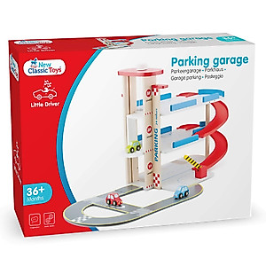 New Classic Toys - 11040 - Play Figures & Vehicles - Parking Garage with Track and 3 Cars, Multicolor