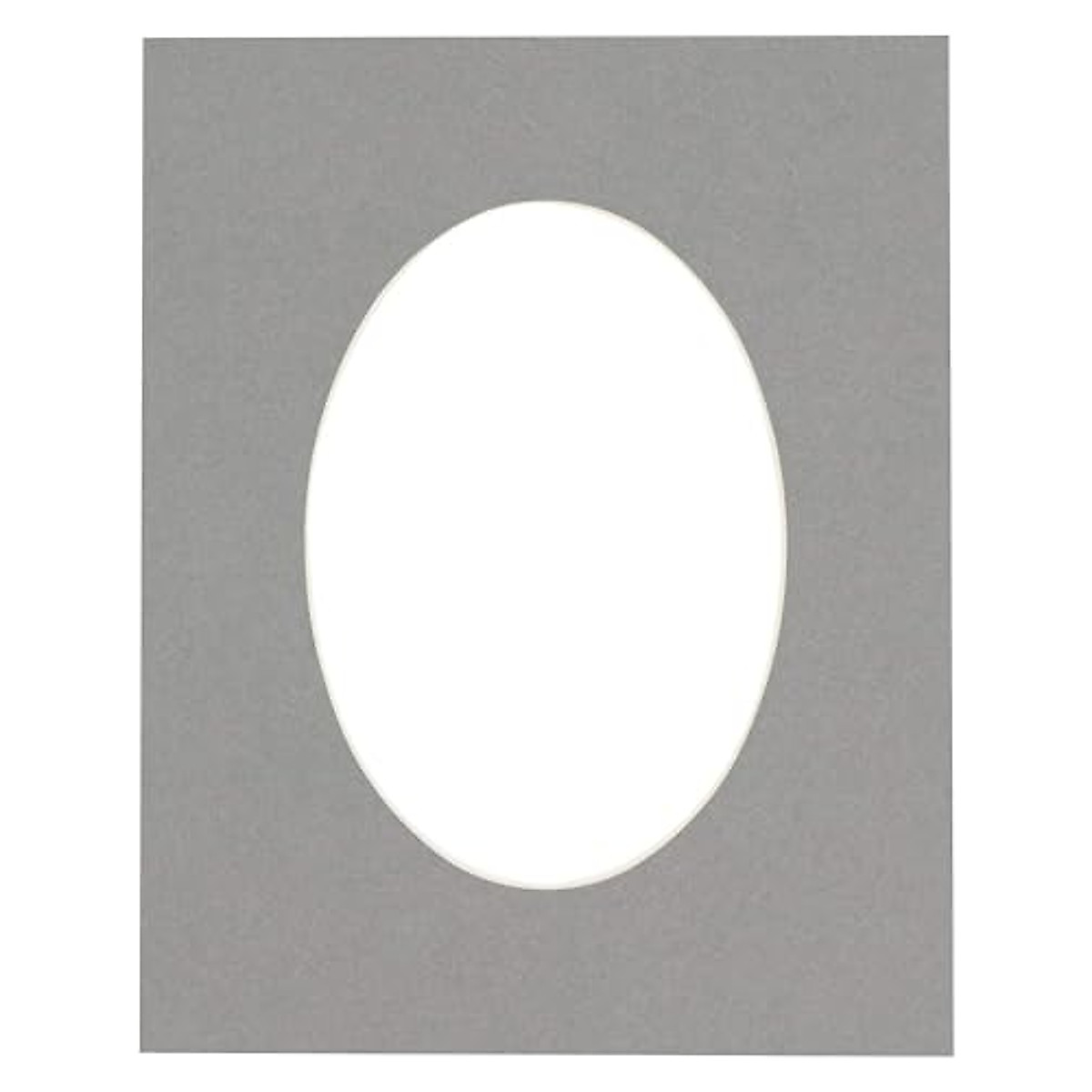 12x18 Mat Bevel Cut for 11x16 Photos - Precut Mid Grey Oval Shaped Photo Mat Board Opening - Acid Free Matte to Protect Your Pictures - Bevel Cut for Family Photos, Pack of 1 Matboard Show Kit With