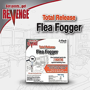 Bonide 4613 Fogger, Revenge Total Release, Pack of 3 6 oz Ready-to-Use Cans, Long Lasting Formula Kills Fleas