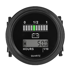 Jayron Lead Acid Battery Indicator Meter Gauge Battery Capacity Meter Waterproof Battery Charge Indicator Hour Meter for Golf Cart Boat Club Cart Forklift and Other Battery Powered Equipment