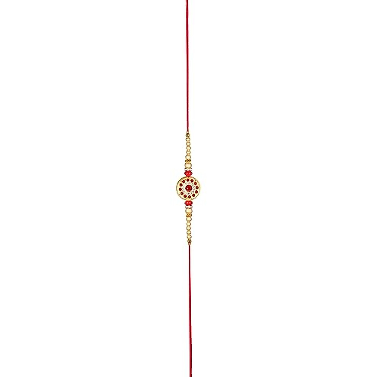 CHERKRAFT Lumba Rakhi For Brother & Bhabhi Set/Bhaiya Bhabhi Rakhi Thread Jodi Kundan Combo Rakhi (Design 1, Standard)