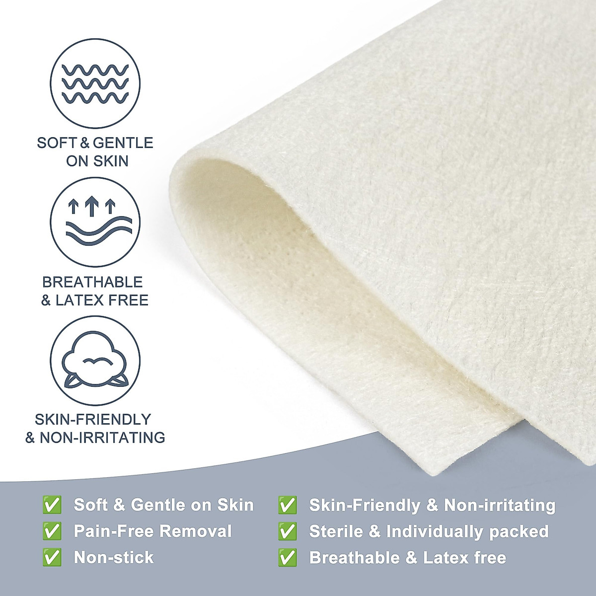 LotFancy Calcium Alginate Wound Dressing Pads, 4” x 8” Patches, 5-Count, Non-Stick Padding, Highly Absorbent, Comfortable, Flexible, Gentle on The Skin, Sterile, Faster Healing