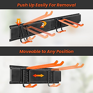 ELECROW Garage Storage Organizer Wall Mount Tool, Heavy Duty Garage Garden Tool Rack with 6 Adjustable Hooks, for Garden and Yard Storage Tools