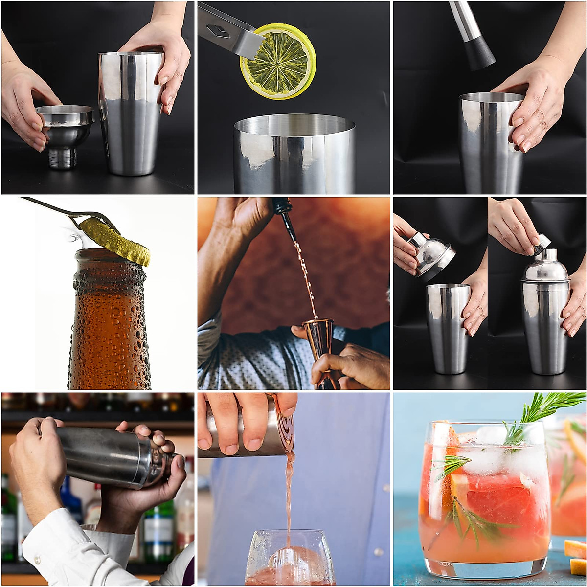 Simrzikr Bartending kit|Cocktail Shaker Set with Stand, Martini Mixer, Margarita kit, Bar Drink Mixer Set, All-in-one Bar Tools for Drinking Mixing, Mixology and Craft Bartender Kit for Home and bar