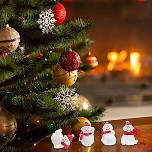 NOLITOY Micro Winter Landscape Ornaments Mini Resin Snowman Statue 4pcs Dollhouse Garden Fairy Yard Sculpture Decoration Random Style