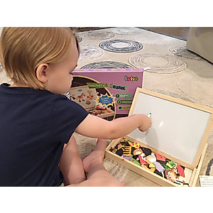 Lewo Wooden Educational Toys Magnetic Art Easel Animals Wooden Puzzles Games for Kids