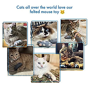 Feltcave Wool Cat Mouse Toys – Handmade Felt Mouse Cat Toy Without Catnip, Cat Toys for Indoor Cats, Cat Mice Toys 4-Pack