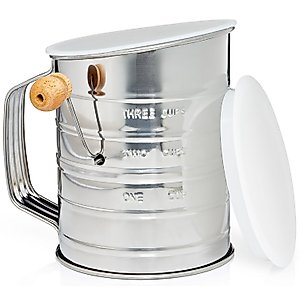 Natizo Stainless Steel 3-Cup Flour Sifter - Lid and Bottom Cover - No More Mess In Your Kitchen