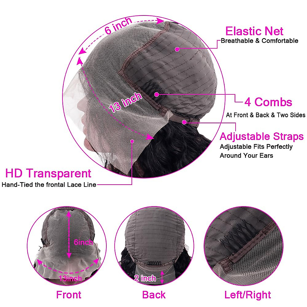 CHEETAHBEAUTY Deep Wave 13X6 HD Transparent Lace Front Wigs Brazilian 10A Grade Deep Curly Human Hair Wigs for Black Women Pre Plucked with Baby Hair Natural Black 250% Density(30inch)