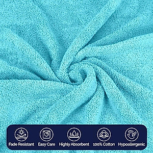 Elegant Comfort Premium Cotton 6-Piece Towel Set, includes 2 Washcloths, 2 Hand Towels and 2 Bath Towels, 100% Turkish Cotton - Highly Absorbent and Super Soft Towels for Bathroom, Aqua