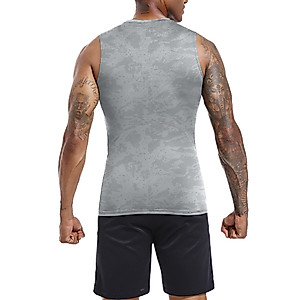 Holure Men's 5 Pack Compression Tank Tops Athletic Muscle Tee Fitness Bodybuilding Sleeveless T-Shirt Black/Camo Grey/White/Navy/Red 02 M