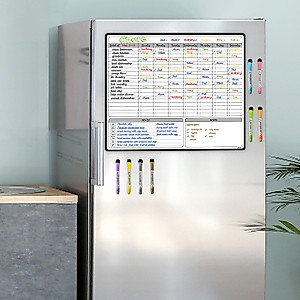 JJPRO Magnetic Dry Erase Chore Chart for Multiple Kids and Adults:Large Whiteboard16"x19"-Chore Kids,Calendar,Meal Board Notes All-in-One,Behavior Kids,Teenagers, White