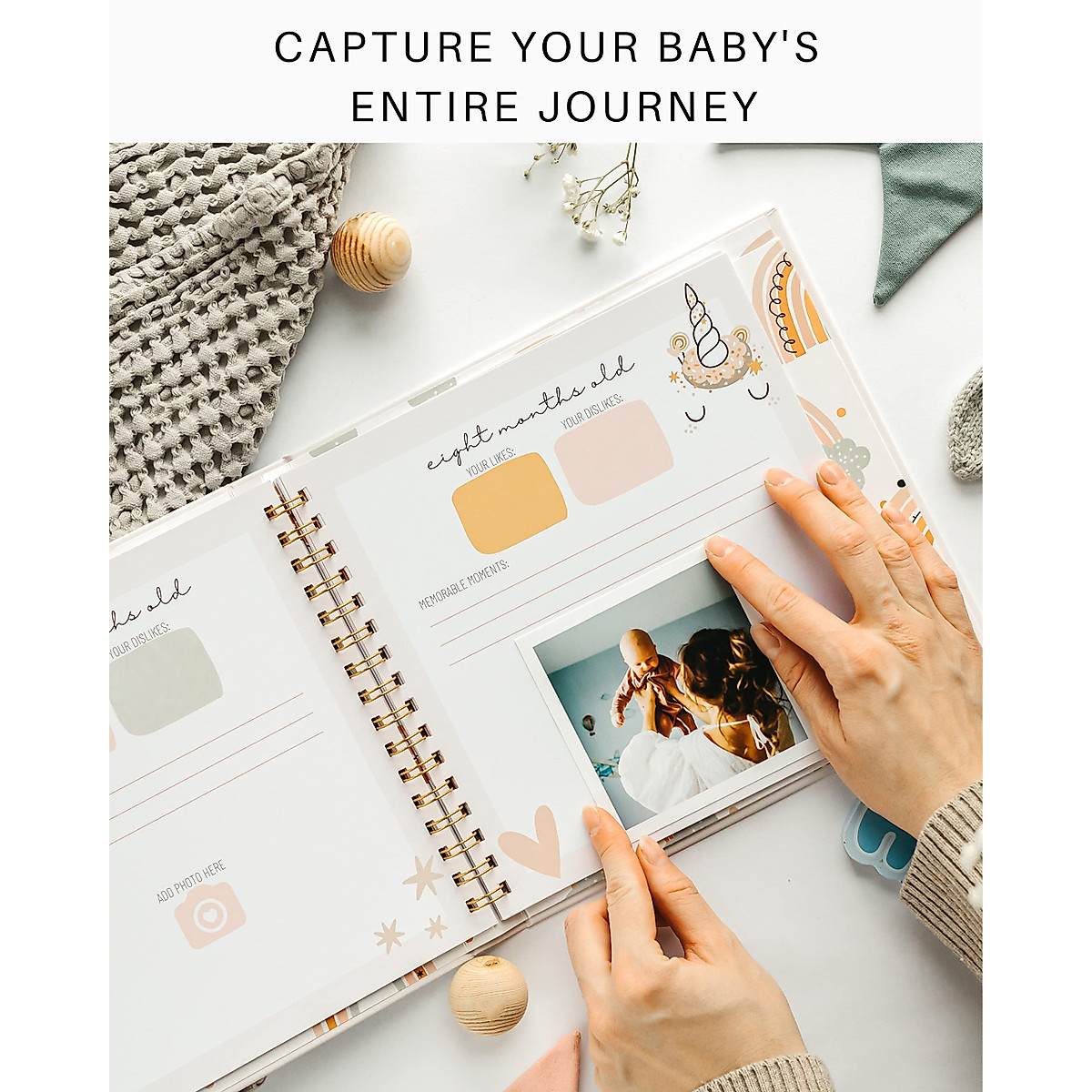 Lamare Baby’s First Year Book - Baby Memory Book for Girls to Document, Cherish Moments Baby First Year Baby Keepsake Book, Baby First Year Photo Album with Pocket for Modern Families | Size 9.5x9"