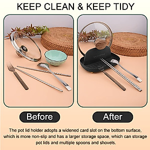 2pcs With Dish Mat Stove Top Anti Slip Spoon Rest Countertop Pot Lid Holder Set Cool Kitchen Gadget Keeps Countertops Clean (Black)