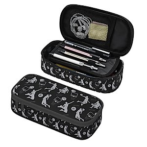 Perinsto Sport Baskground Pencil Case Big Capacity Multi Compartment Stationery Box Basketball Pencil Pouch Holder Desk Organizer For School Office Home