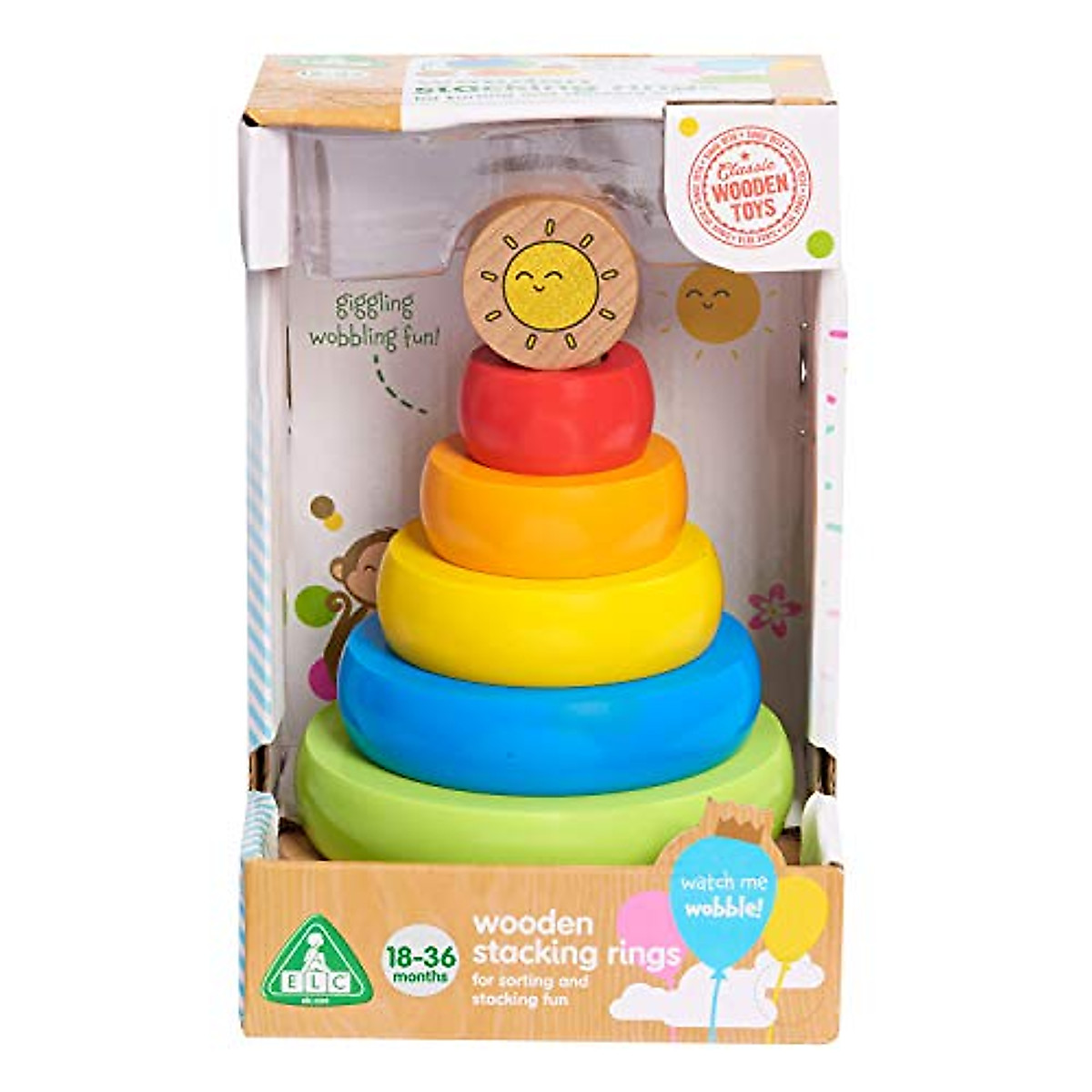 Early Learning Centre Wooden Stacking Rings, Hand Eye Coordination, Problem Solving, Kids Toys for Ages 12 Month, Amazon Exclusive