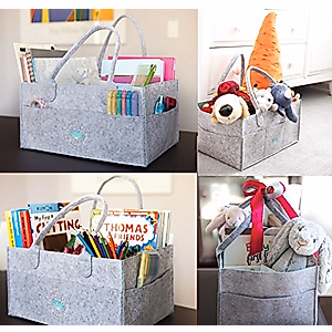 Baby Diaper Caddy Organizer: Large Organizer Tote Bag for Boys Girls Infant - Baby Shower Bag Nursery Essential - Collapsible Newborn Caddie Car Travel, Baby Registry Must Haves (Leather)